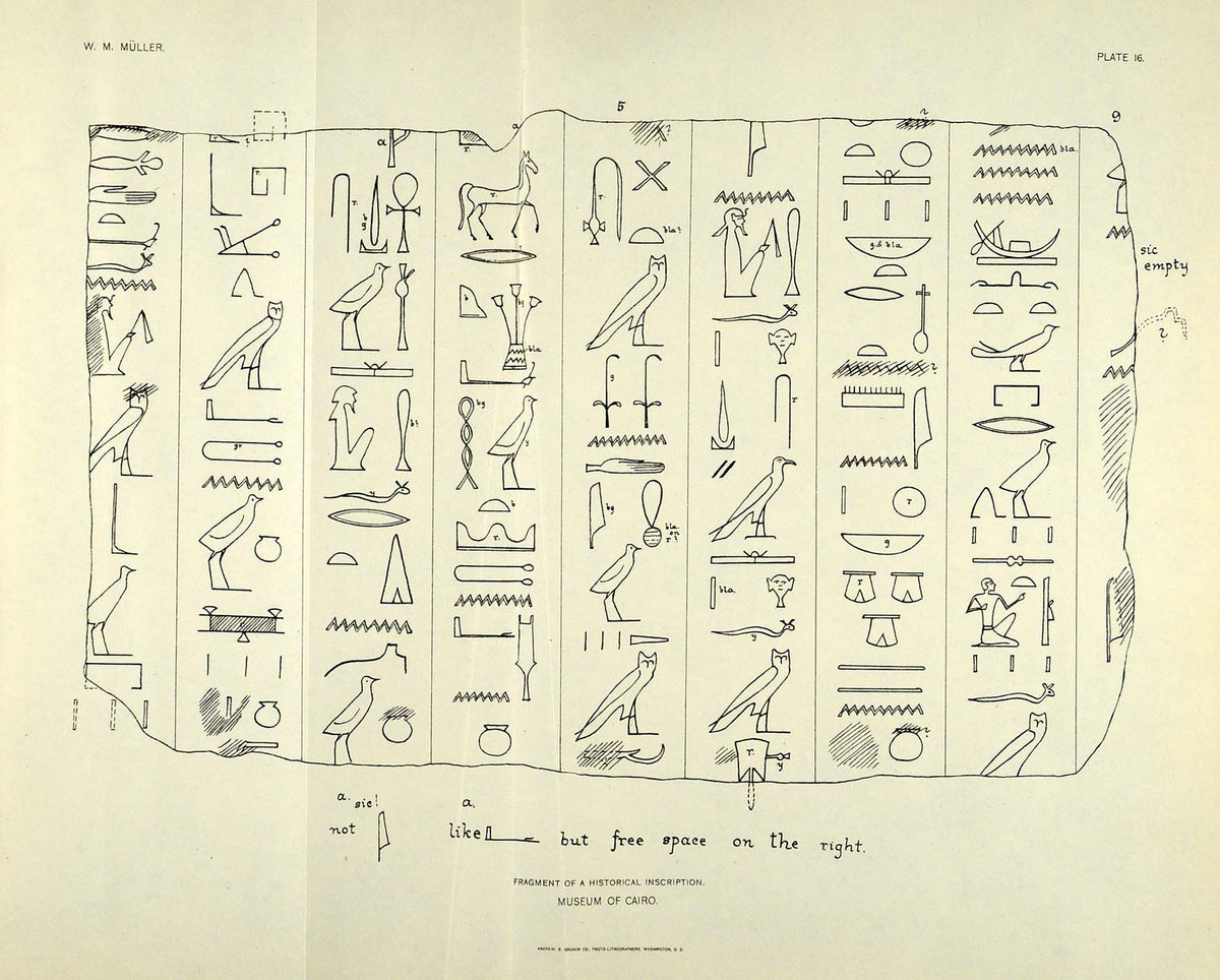 1906 Photolithograph Ancient Egyptian Hieroglyphics Snake King Pharaoh ...