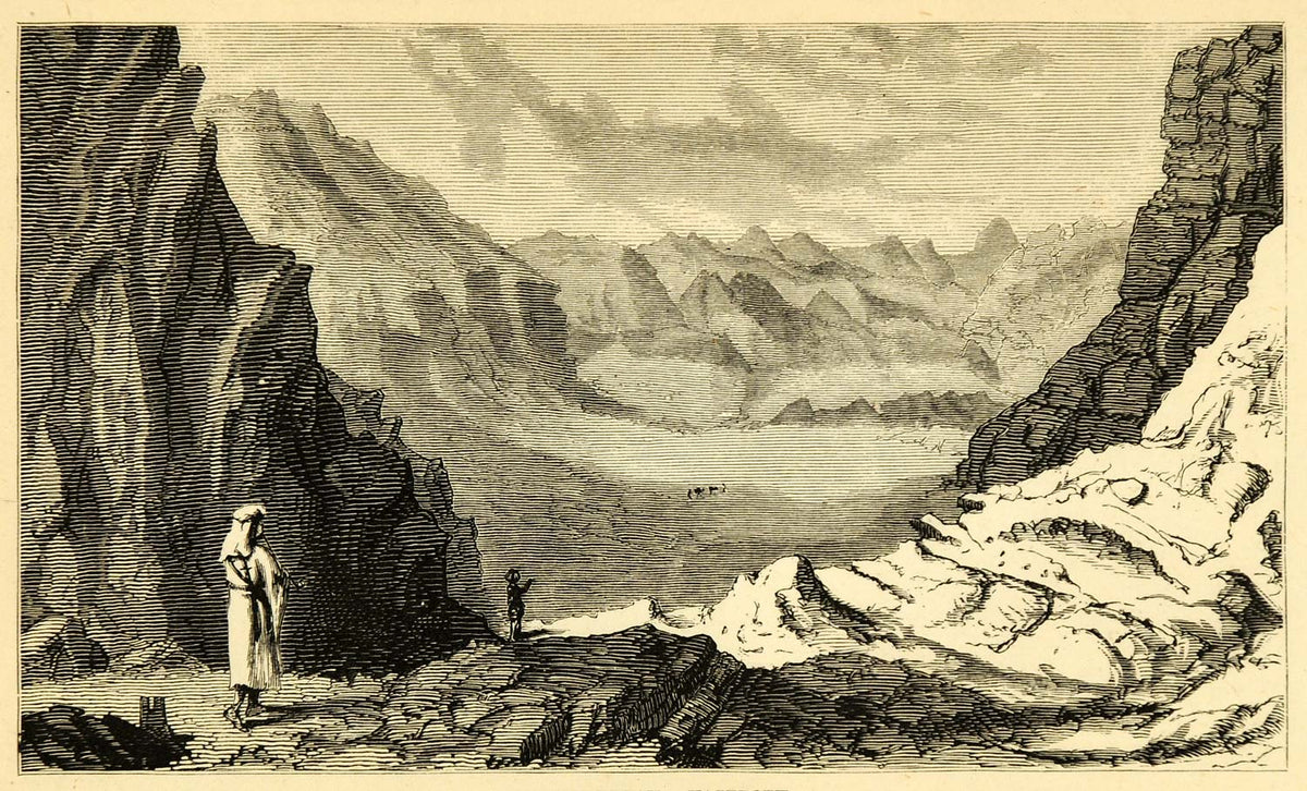 1872 Wood Engraving Ain Hudherah Hazeroth Landscape Mountain Scenery X ...