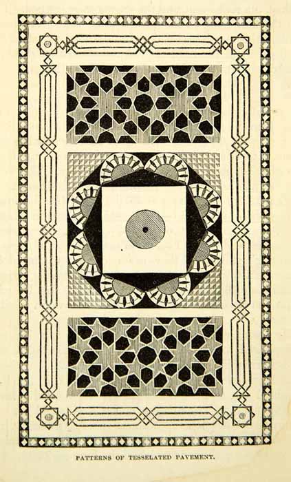 1858 Wood Engraving Art Tessellation Tiling Geometric Pattern Design X ...