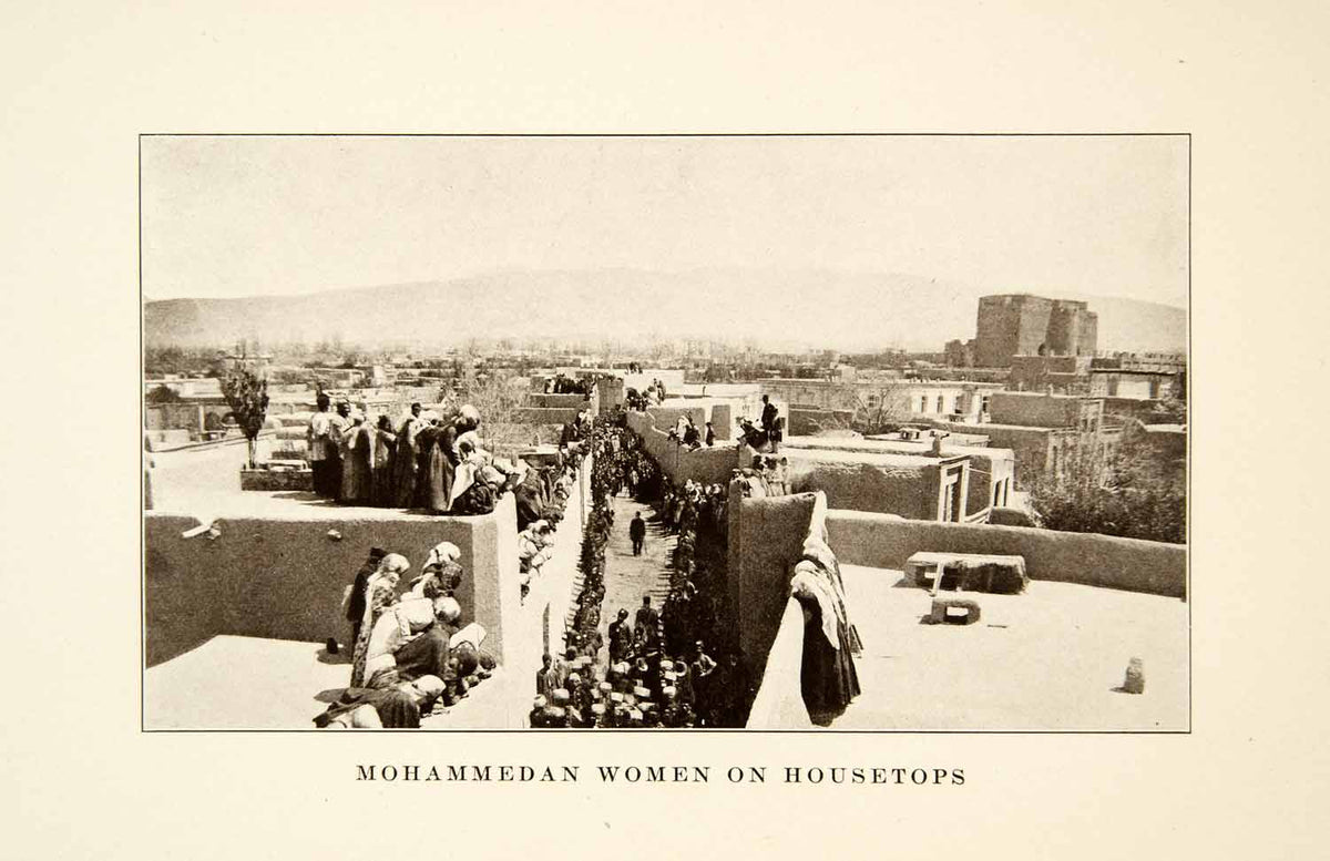 1910 Print Persian Women Rooftops Iran Cityscape Parade Middle East St ...