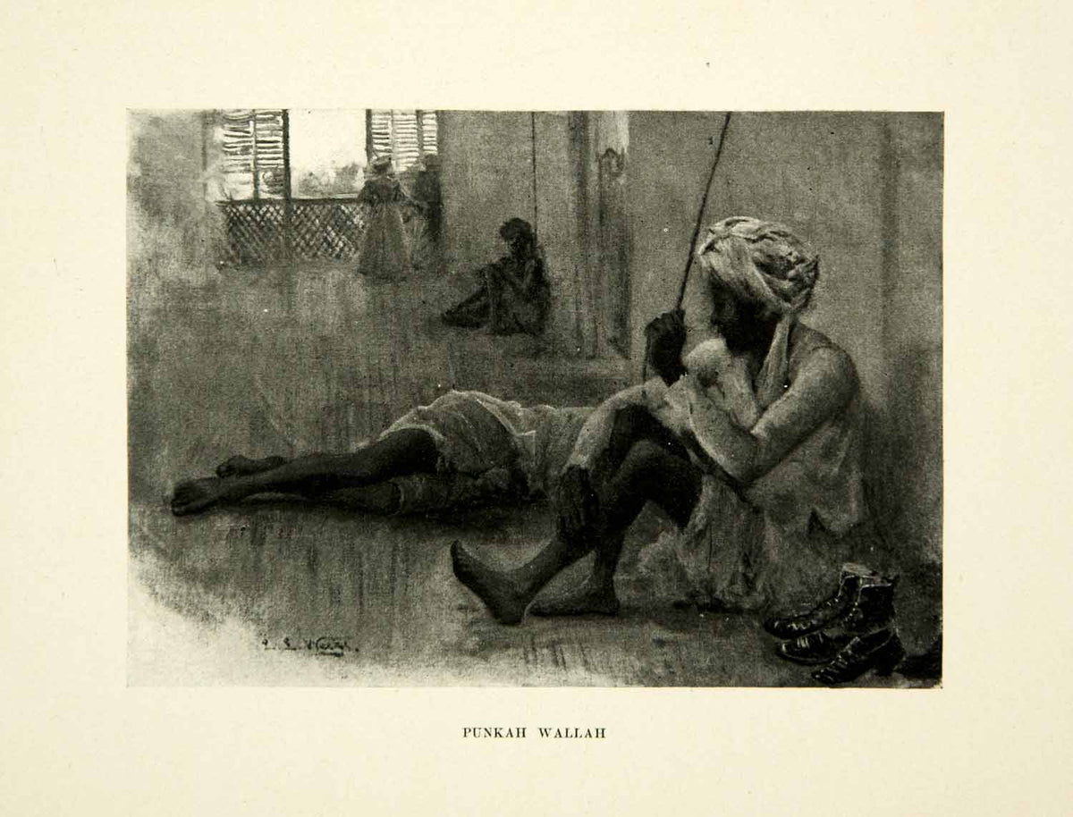 1896 Print Punkawallah Indian Manual Fan Operator Lord Edwin Weeks Tur ...