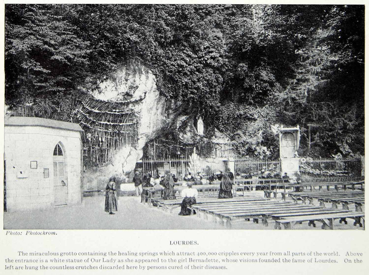 1924 Print Our Lady Lourdes Grotto Healing Springs Catholic Shrine Fra ...