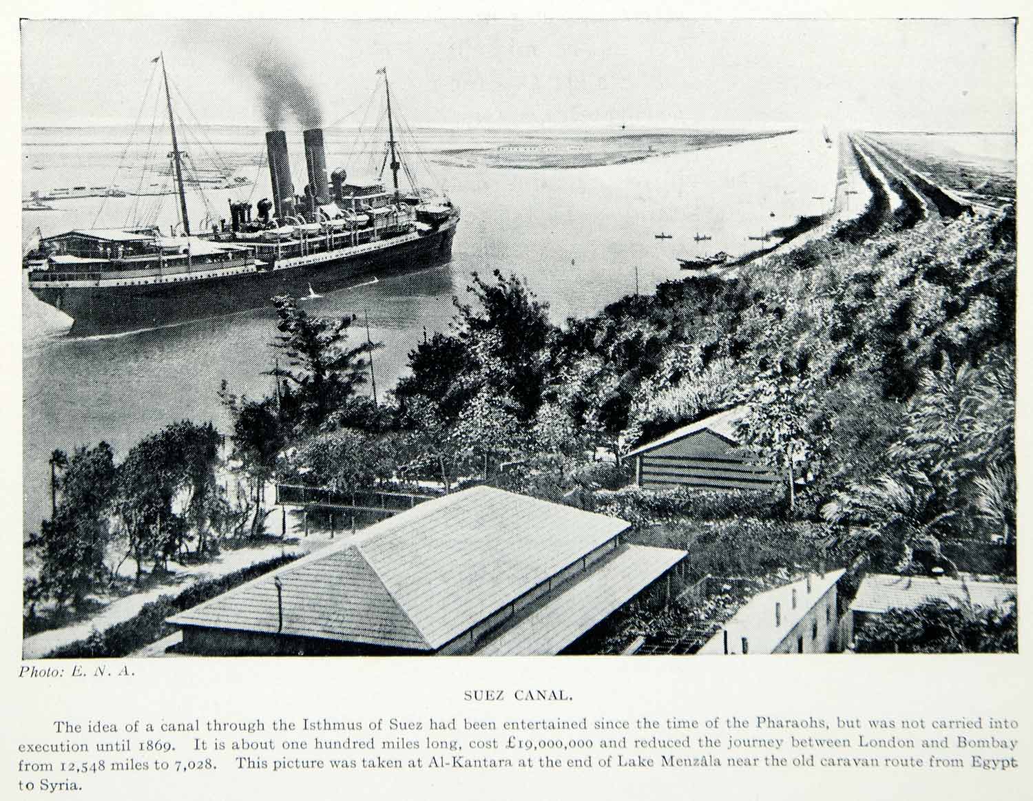 1925 Print Suez Canal Al Qantarah El Sharqiyya Egypt Africa Steamship ...