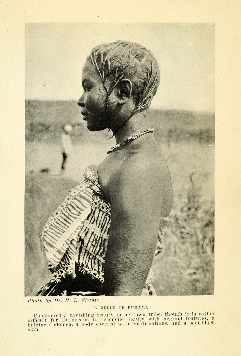 1925 Print Shantz Bukama Tribe Village Congo Portrait Tattoo Textile R ...
