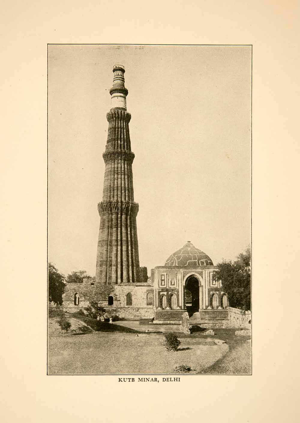 1929 Print Qutub Kutb Minar Delhi India Minaret Tower Architecture UNE ...