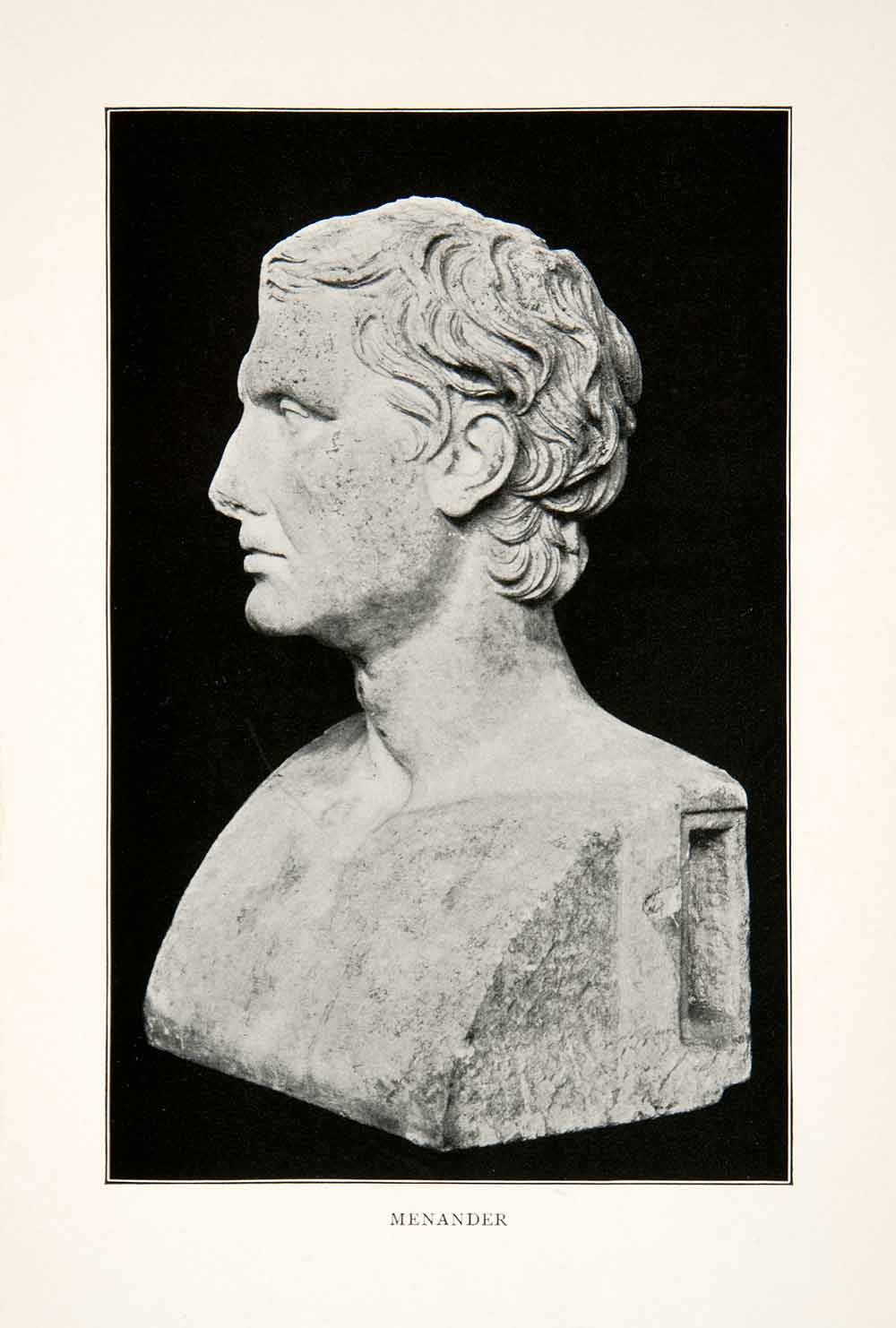 1909 Print Bust Sculpture Statue Portrait Menander Dramatist Comedian ...
