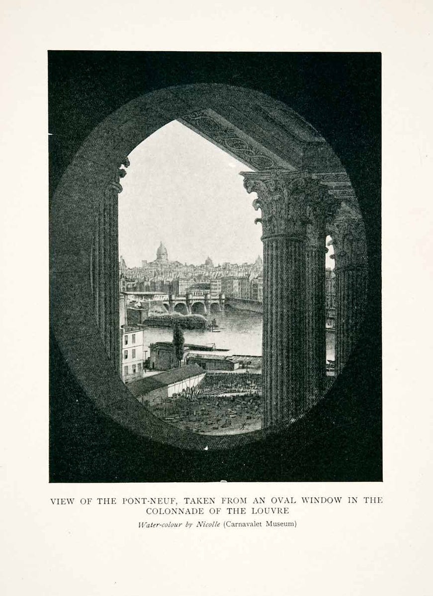 1907 Print View Pont-Neuf Oval Window Colonnade Louvre Paris France XG ...
