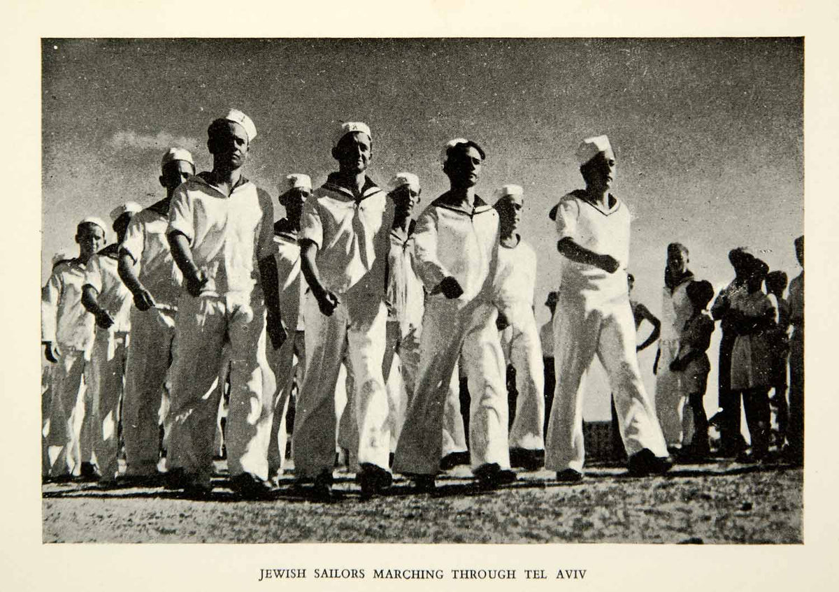 1937 Print Jewish Sailors Tel Aviv Uniform Israel Military Seamen Para ...