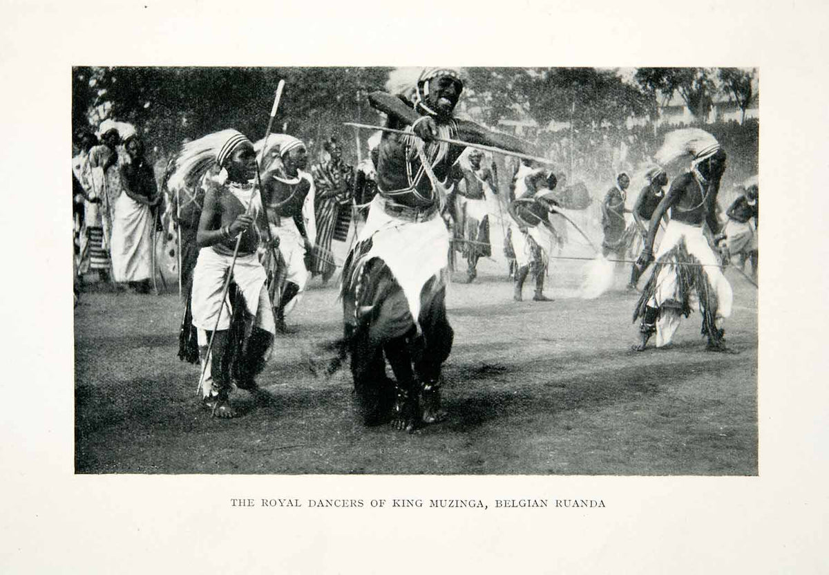 1930 Print Belgian Rwanda Africa Royal Dancers King Muzinga Tribal XGD ...