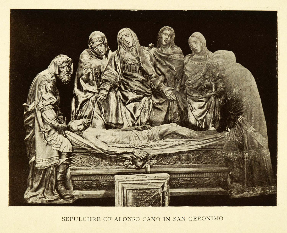 1907 Print Sepulchre Alonso Cano San Geronimo Granada Spain Sculpture ...
