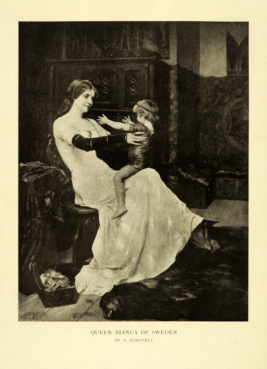 1908 Print Queen Bianca Sweden Albert Edelfelt Child Toddler Royalty A ...