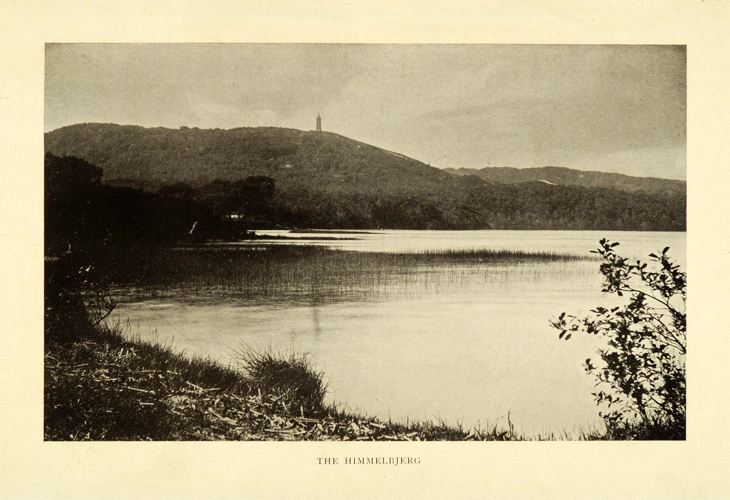 1909 Print Himmelbjerg Tower Denmark Landmark Scenic Tourism Hill Lake ...