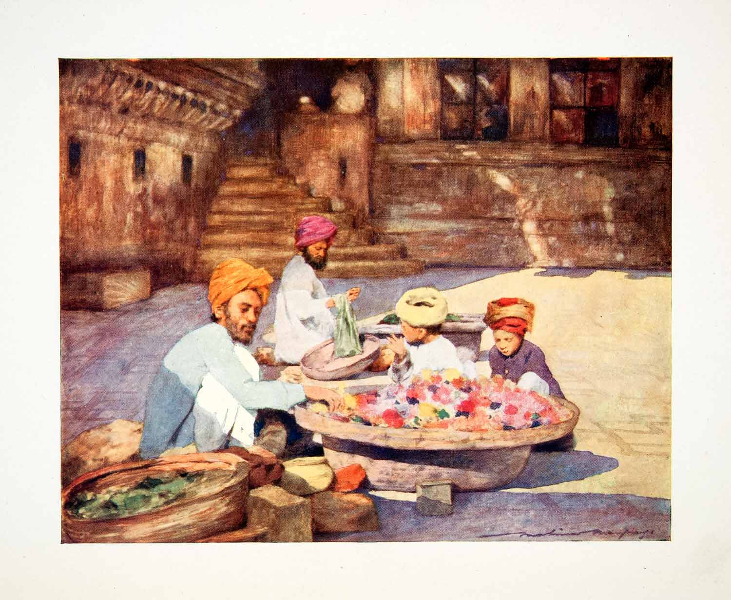 1912 Color Print Door Temple India Menpes Mortimer Luddington Indigeno ...