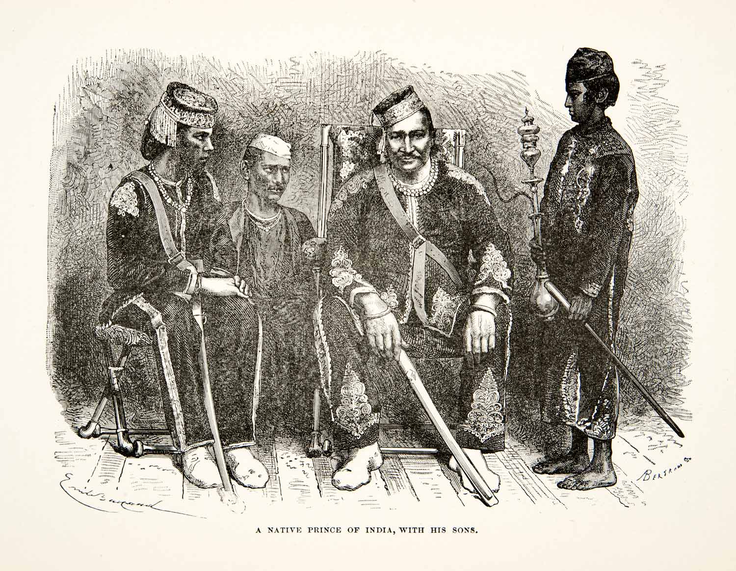 1881 Print Native India Prince Sons Royalty Portrait Children Costume ...