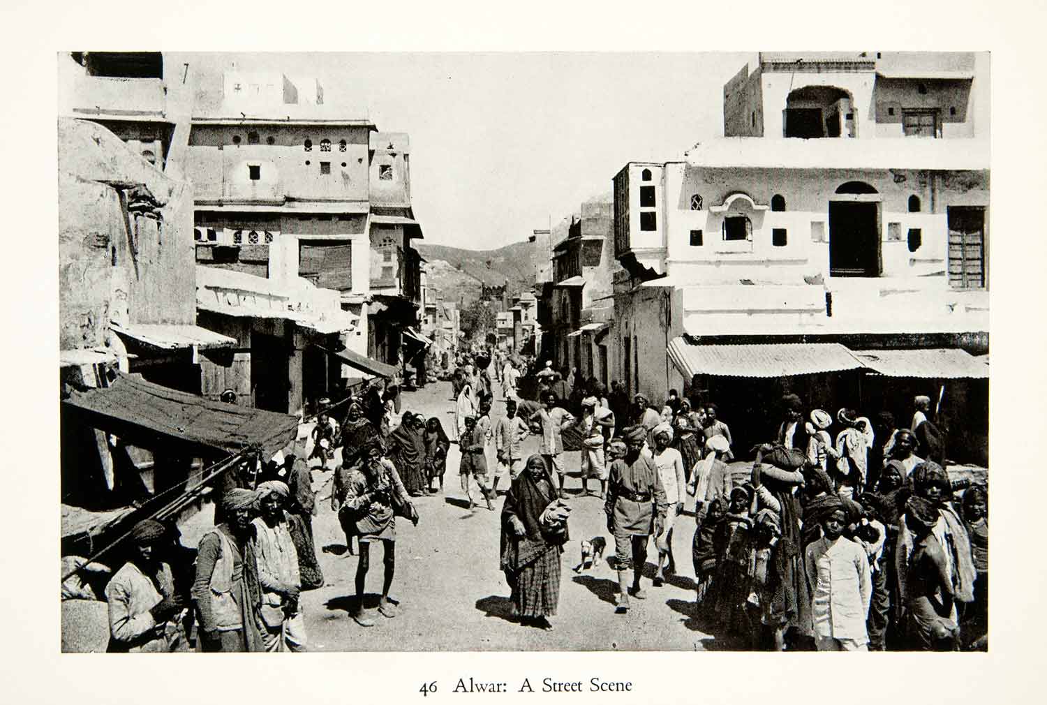 1938 Print Alwar Street Scene India People Buildings District Ulwar Ra ...