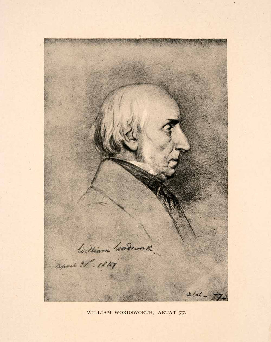 1903 Halftone Print William Wordsworth Poet Portrait English Cumbrian ...