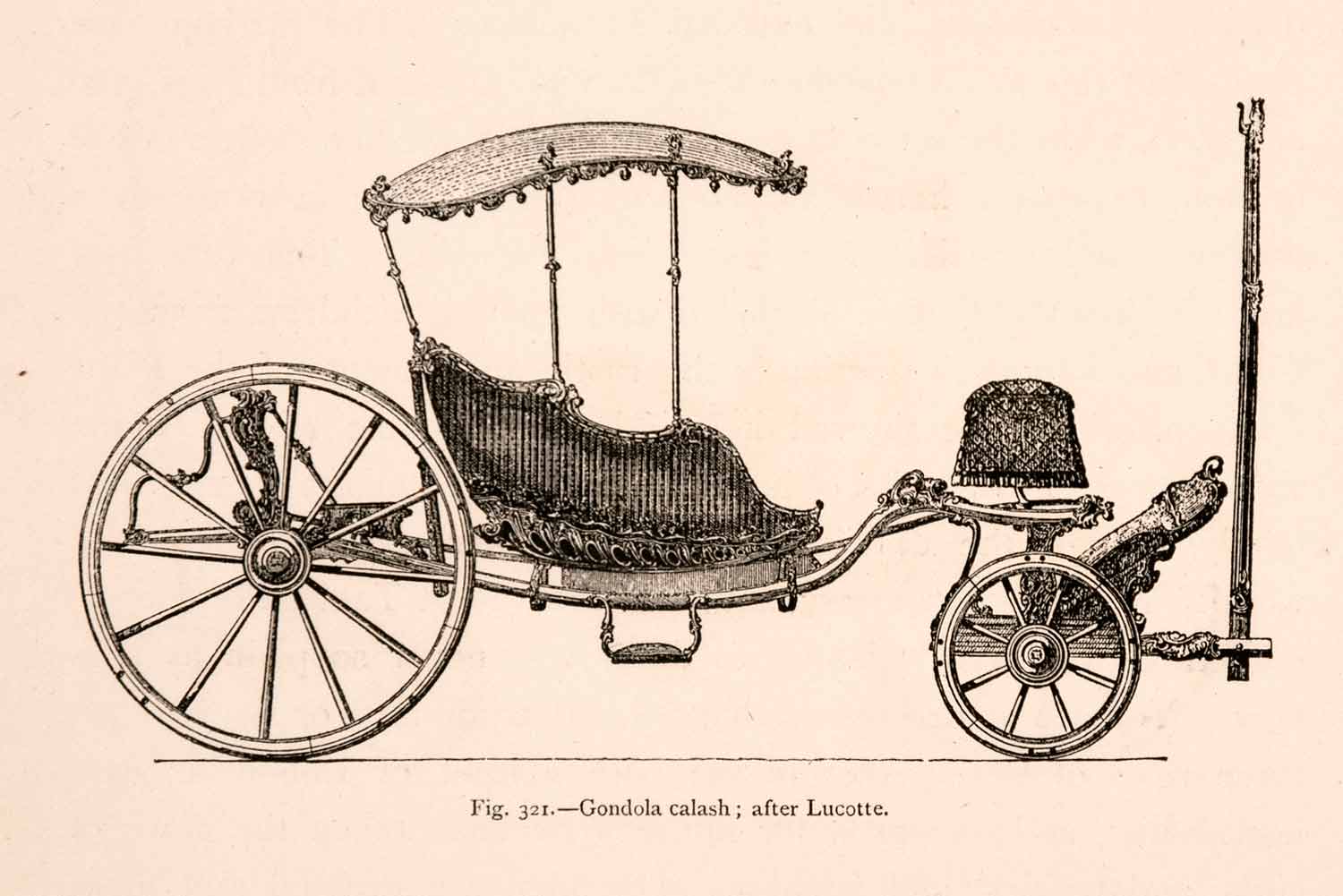 1876 Wood Engraving Gondola Calash Lucotte Carriage 18th Century XGGA9 ...