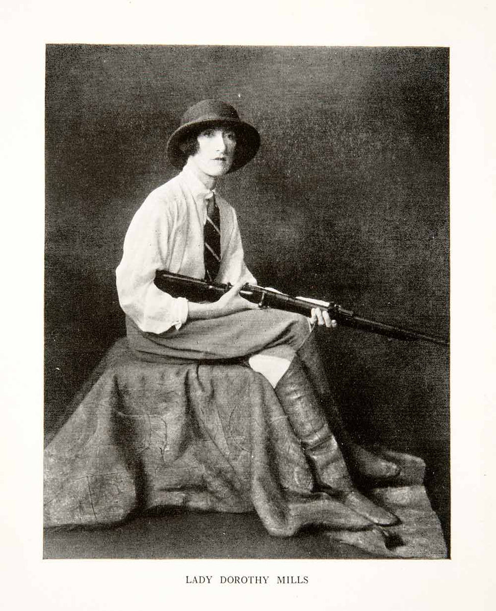 1924 Print British Author Explorer Lady Dorothy Mills Rifle Hunter Gun ...