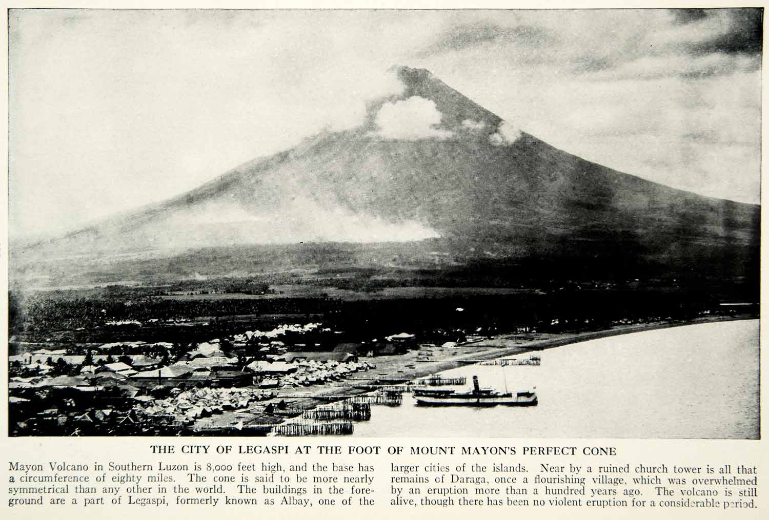 1938 Print Mount Mayon Volcano Legazpi Albay Luzon Philippines Citysca ...