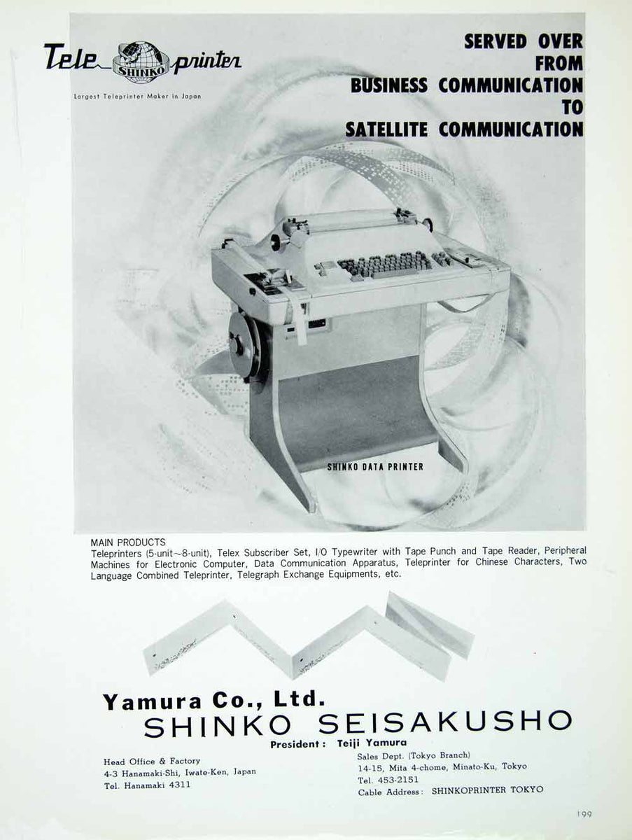 1968 Ad Shinko Seisakusho Printer Yamura Japanese Teleprinter Typewrit ...