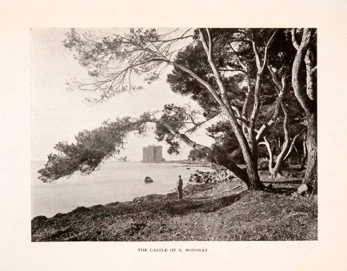 1905 Halftone Print Castle St Honorat Monk Landscape France Riviera Co ...