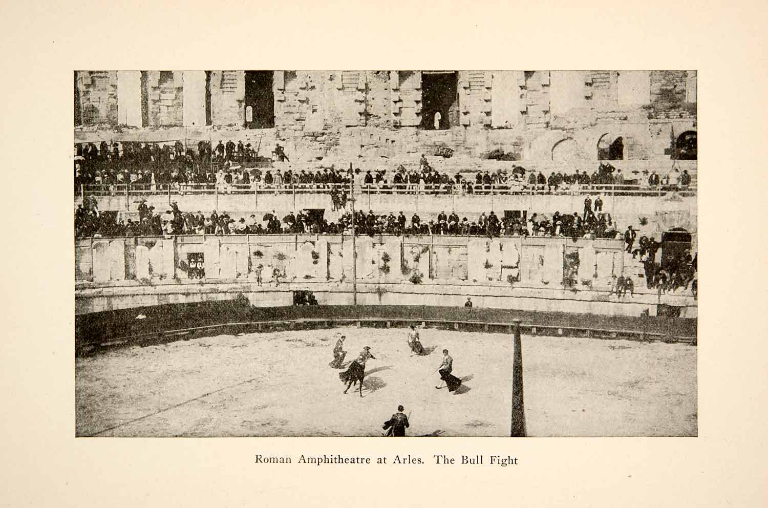 1917 Print Roman Amphitheatre Arles Bull Fight Roy L. Hilton France Sp ...