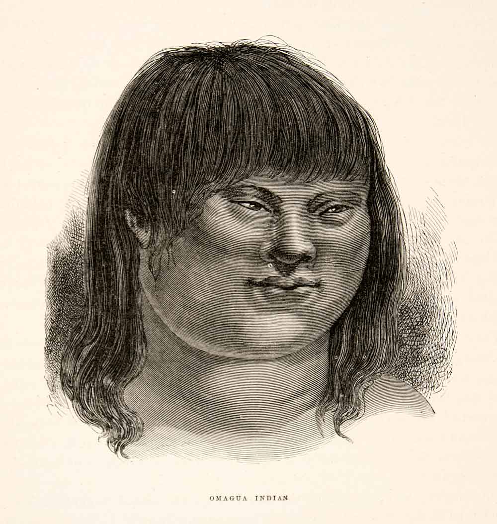 1875 Wood Engraving Omagua Indian Portrait Rainforest South America Am ...