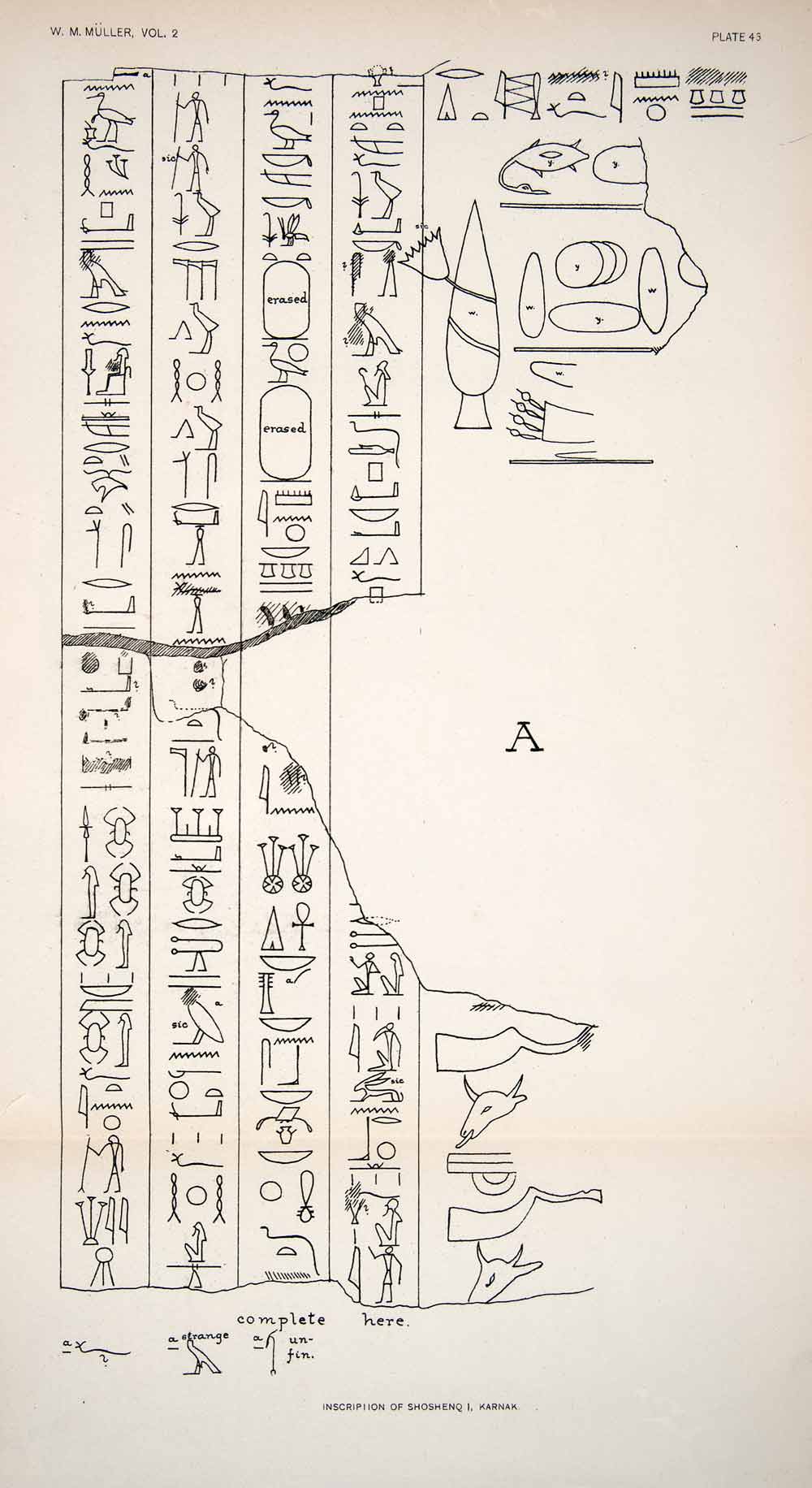 1910 Print Hieroglyphics Shoshenq Pharaoh King Karnak Egypt Meshwesh X ...