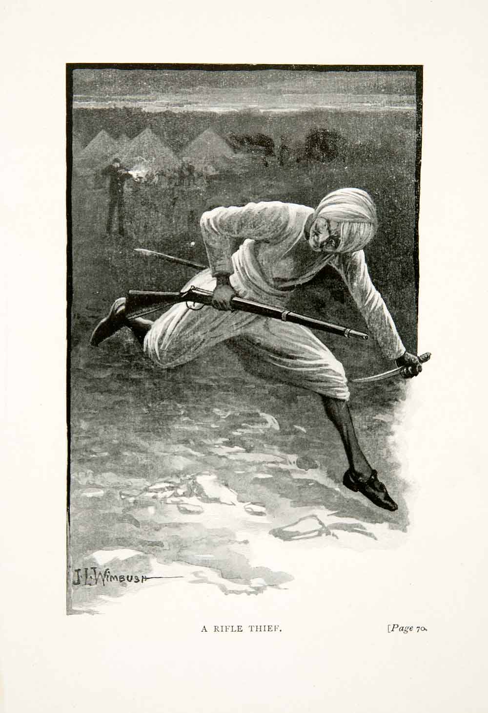 1900 Print Middle Eastern Rifle Thief Sword Weapons Firearms John Wimb ...