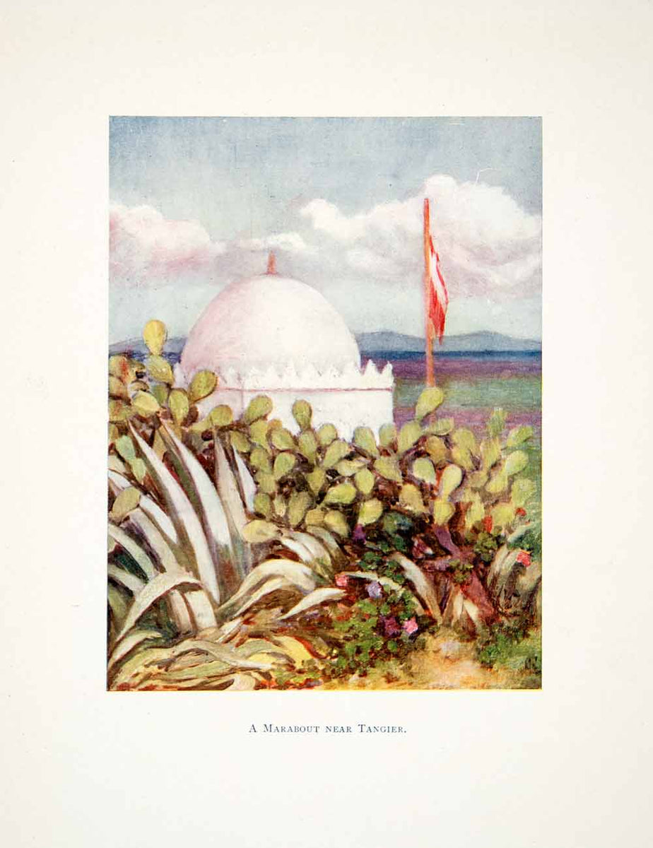 1905 Color Print Marabout Tangier Tomb Muslim Religious Leader Teacher ...