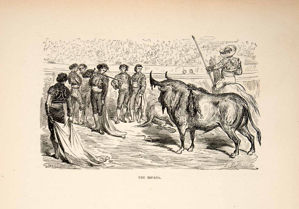 1876 Print Bullfight Spain Espada Sword Matador Torero Stadium Arena X ...