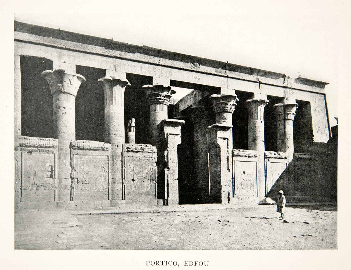 1911 Print Edfu Temple Portico Columns Egypt Archaeology Ancient XGJC9 ...
