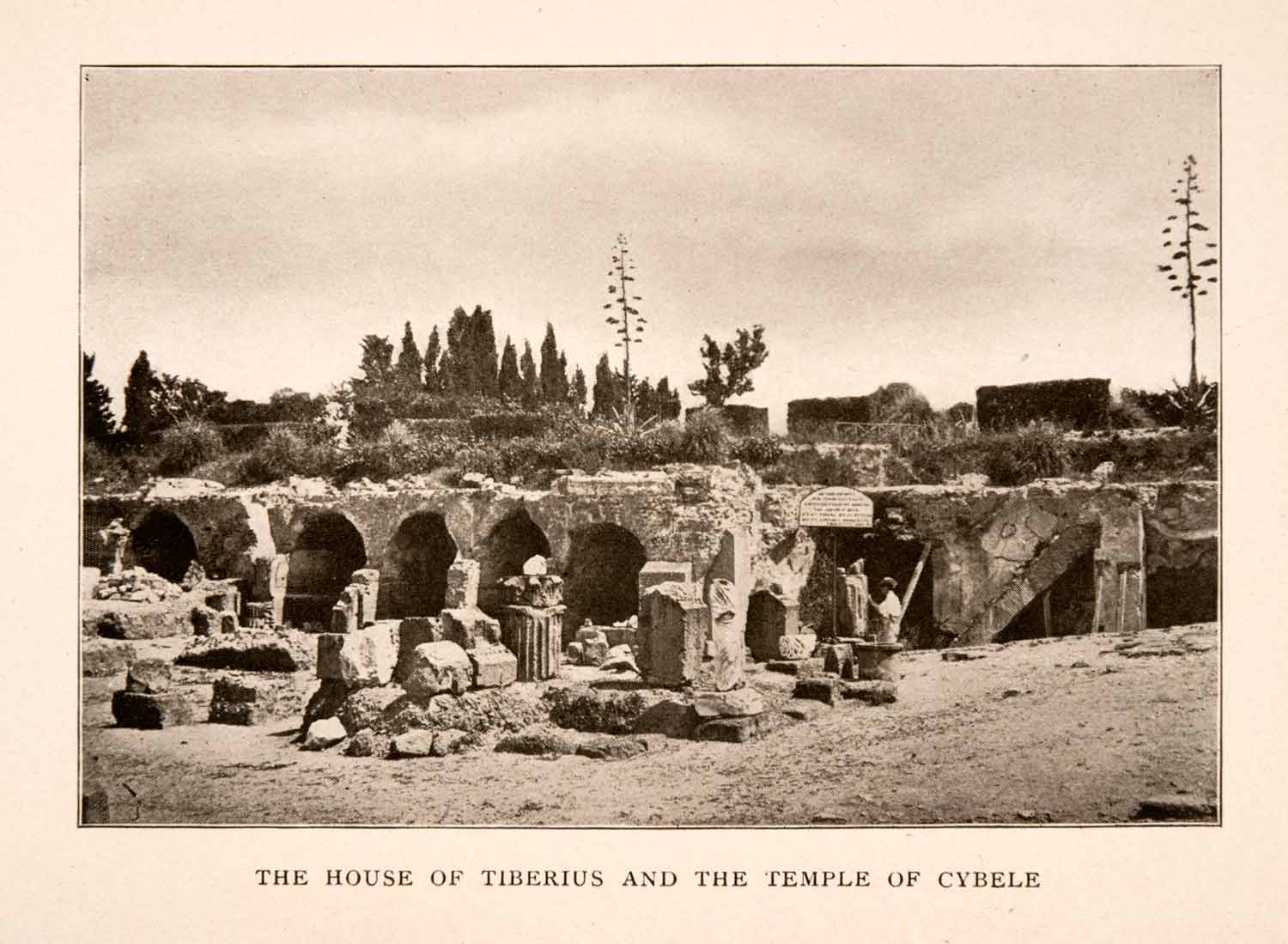 1905 Halftone Print House Tiberius Temple Cybele Ruin Archeology XGKA6 ...