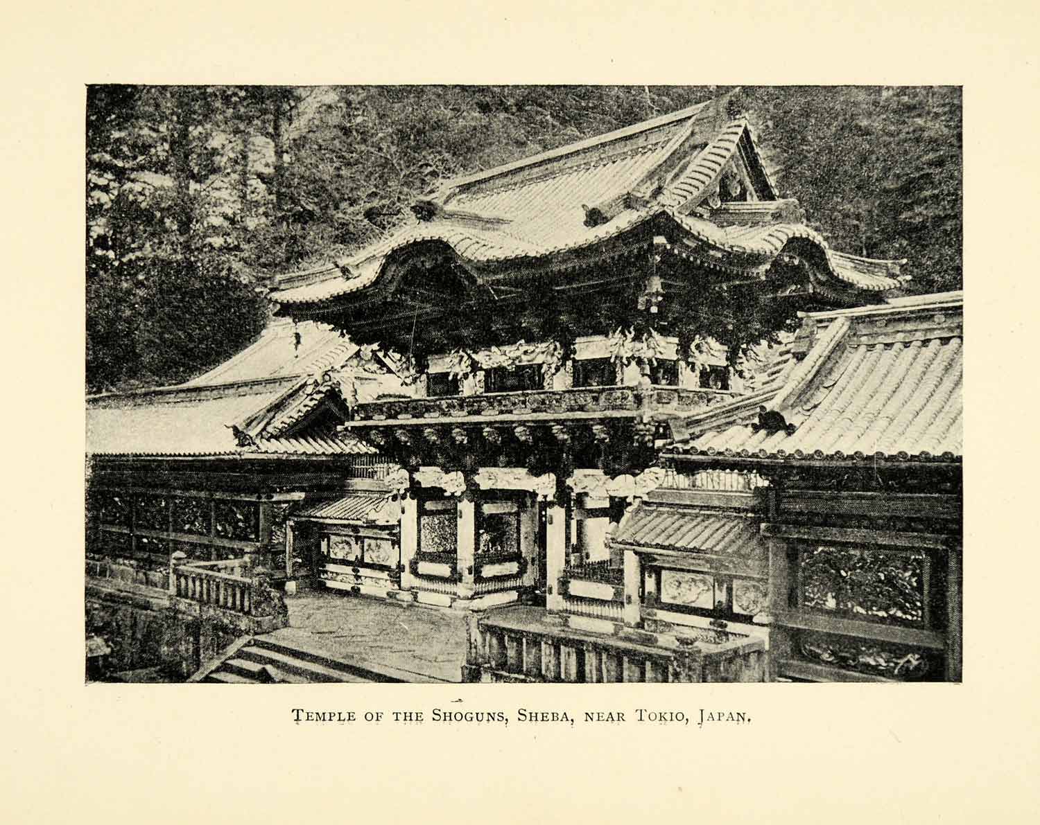 1898 Print Tokio Tokyo Japan Shoguns Temple Sheba Oriental Asian XGL7 ...