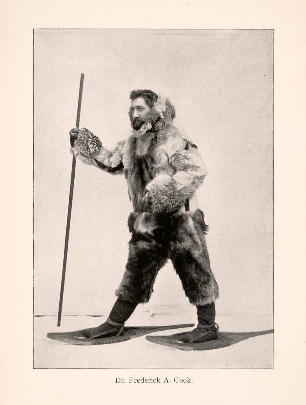 1900 Halftone Print Frederik Cook Explorer Costume Arctic Gear Portrai ...