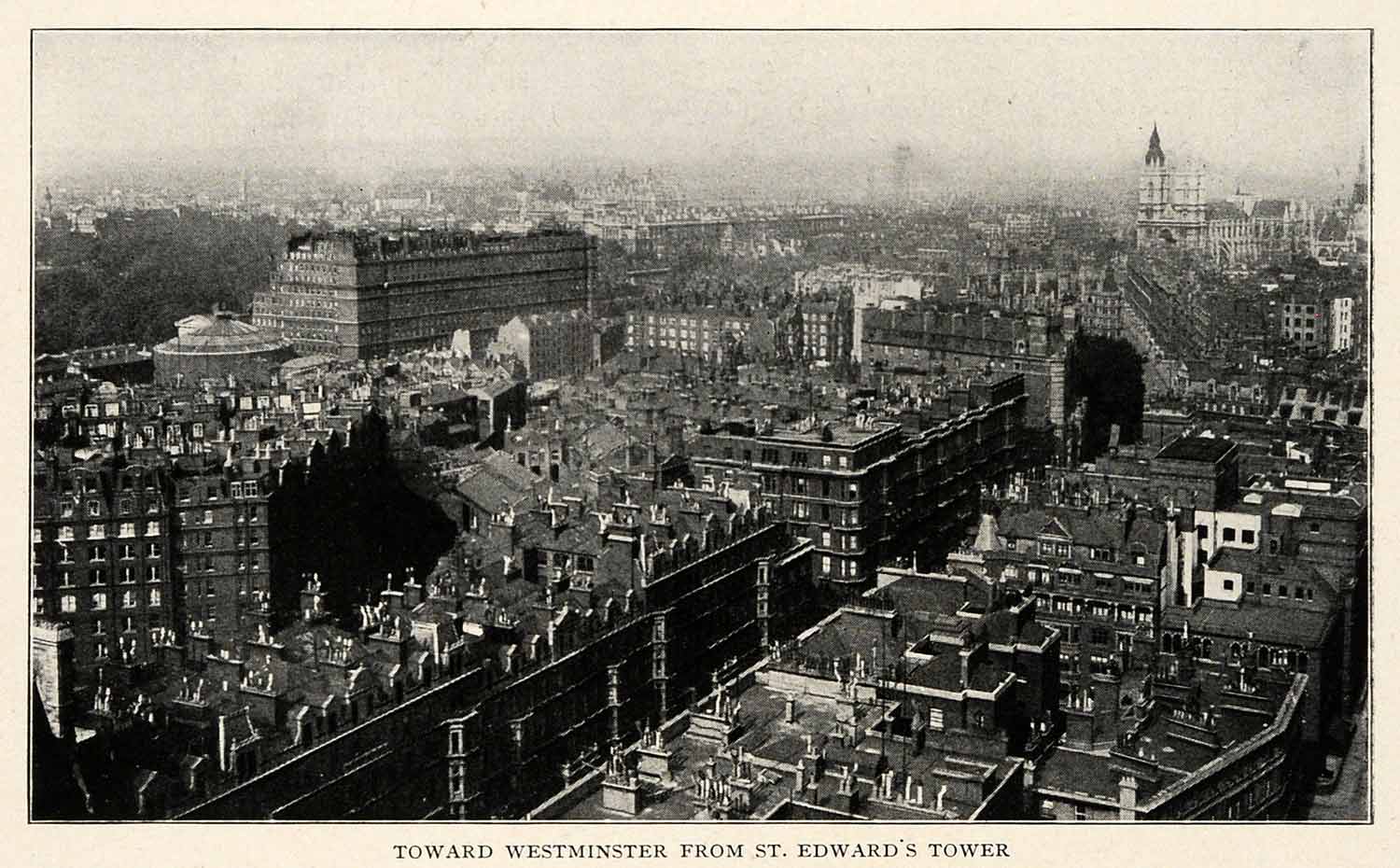 1910 Print Aerial View Cityscape St Edwards Tower Westminster London X ...