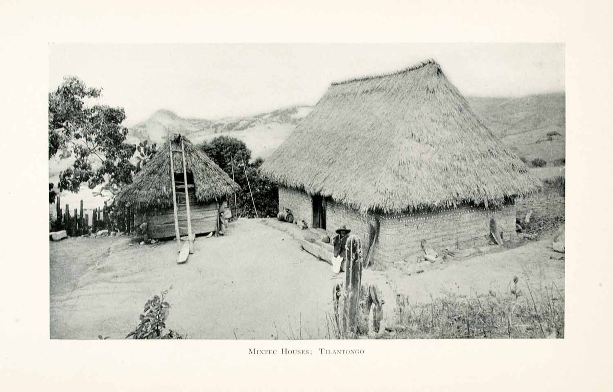 1908 Print Mixtec Houses Tilantongo Mexico Village Indigenous People X ...