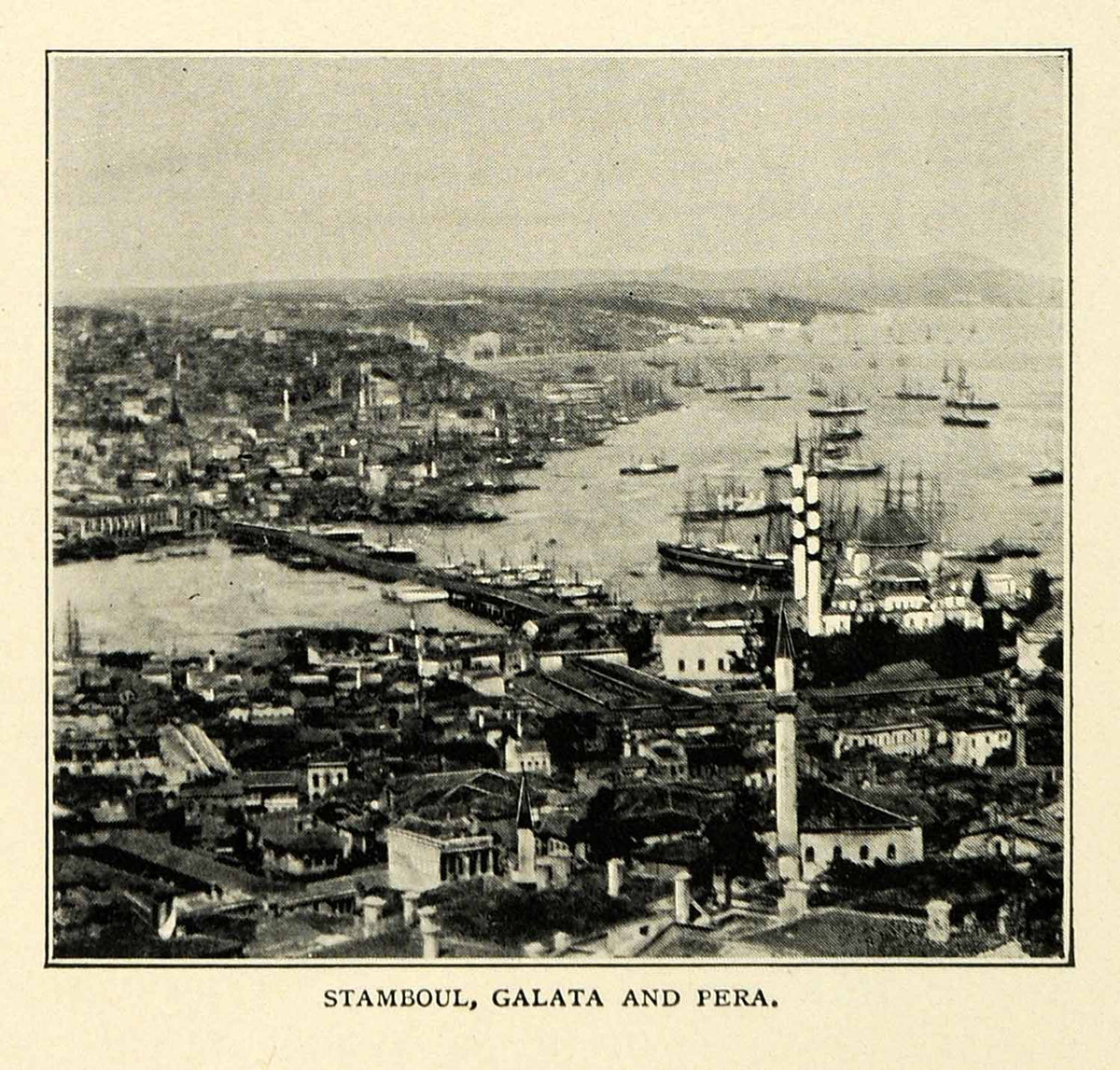 1901 Print Stamboul Galata Pera Cityscape Seaport Ships Constantinople ...