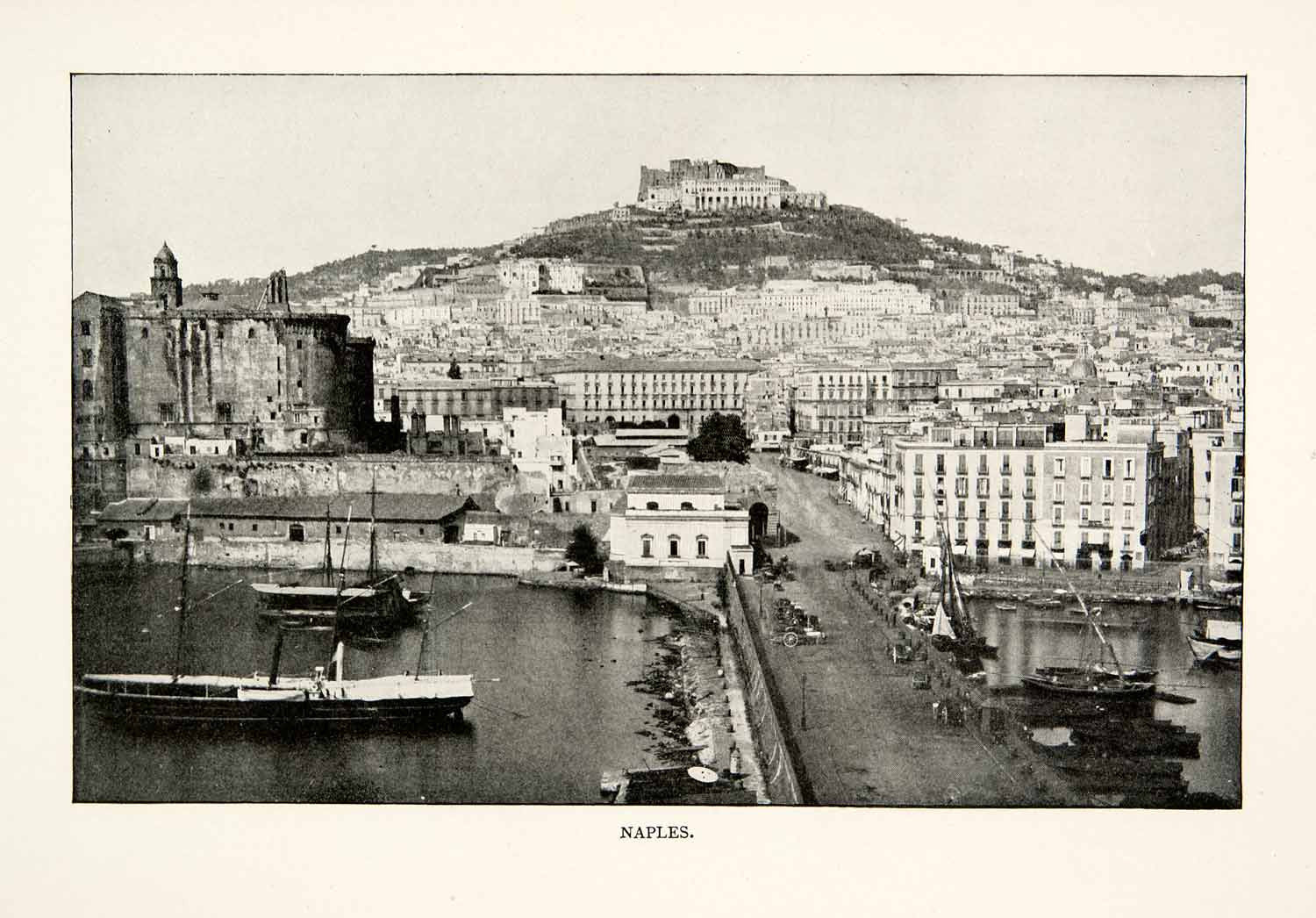 1902 Print Panoramic View Naples Italy Napoli Italia Campania Mountain ...
