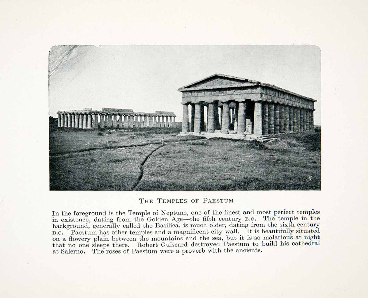 1912 Print Temples Paestum Neptune Golden Age Basilica Robert Guiscard ...