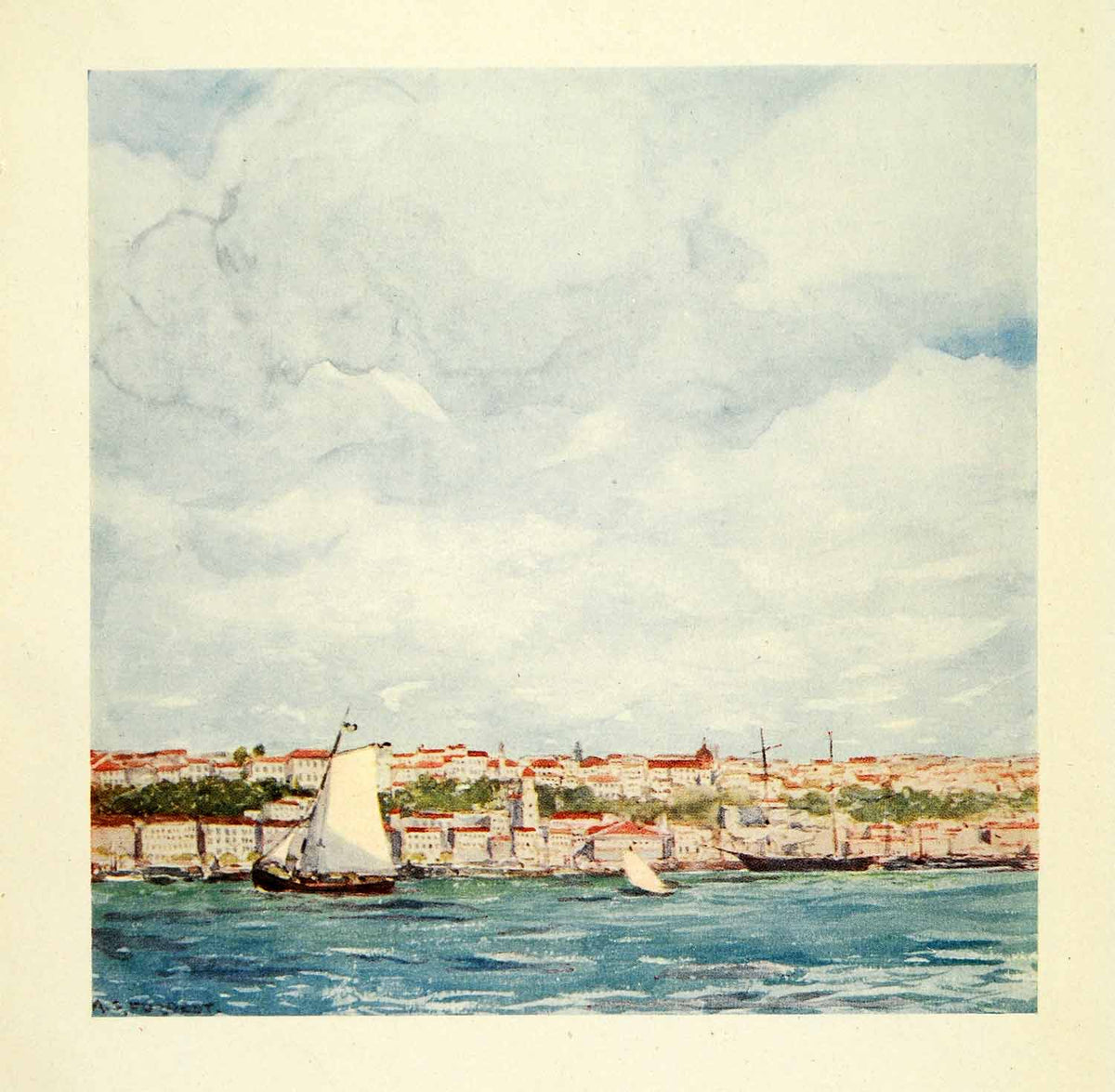 1912 Print Archibald Stevenson Forrest Cityscape Art Bahia Brazil Harb ...