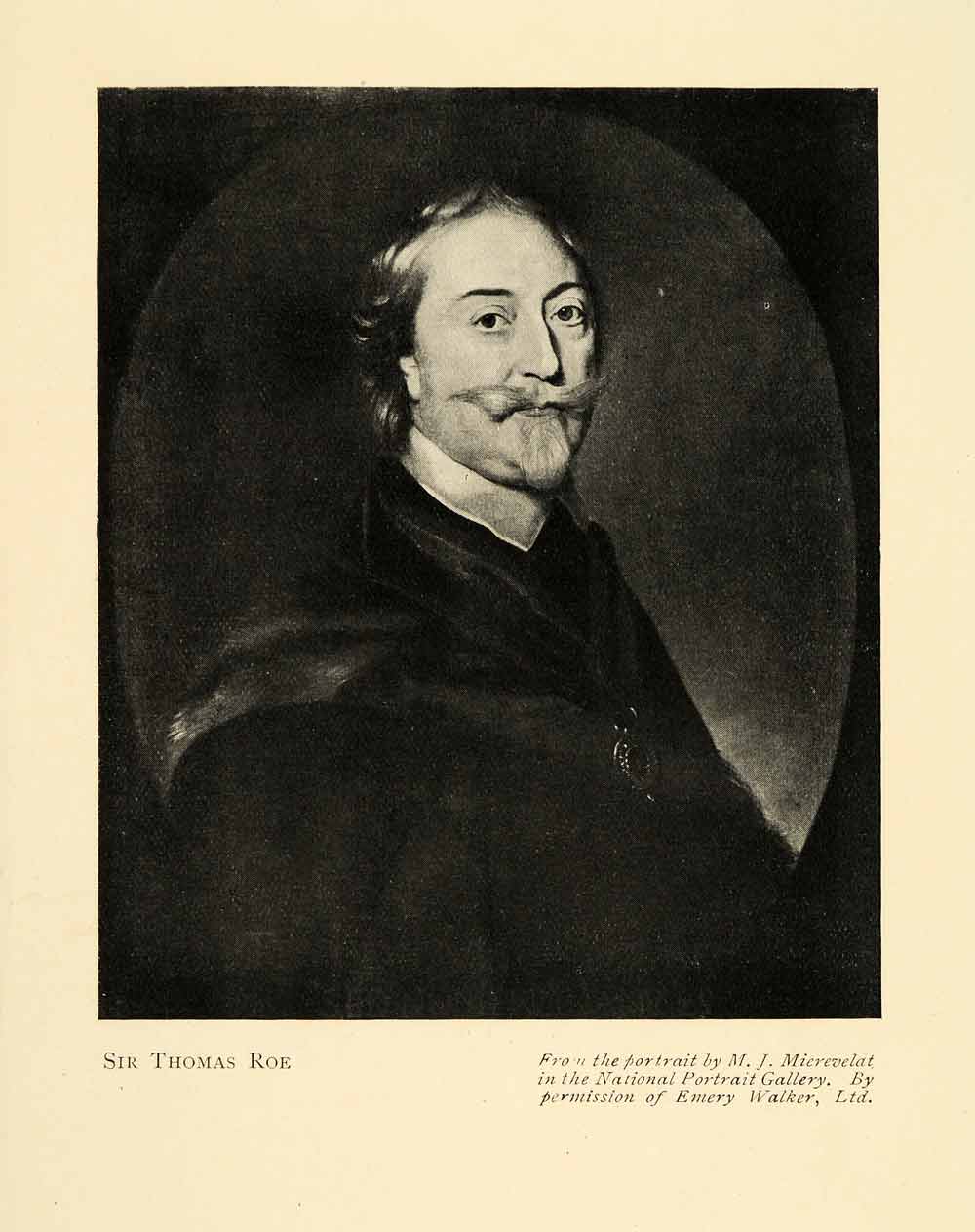 1931 Halftone Print Sir Thomas Roe Portrait M. J. Mierevelat Art Engli ...