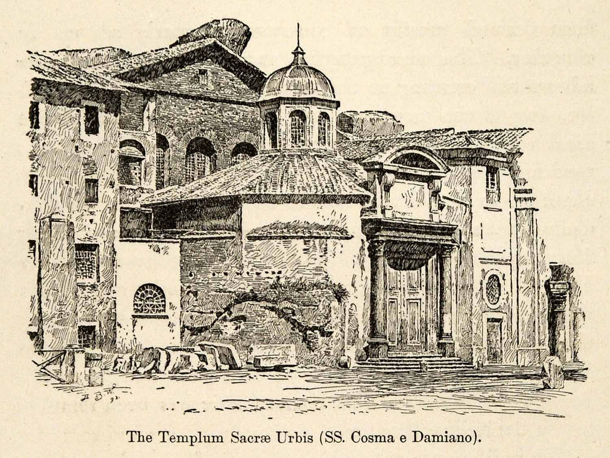 1893 Print Templum Sacrae Urbis Basilica Cosma E Damiano Roman Forum X ...