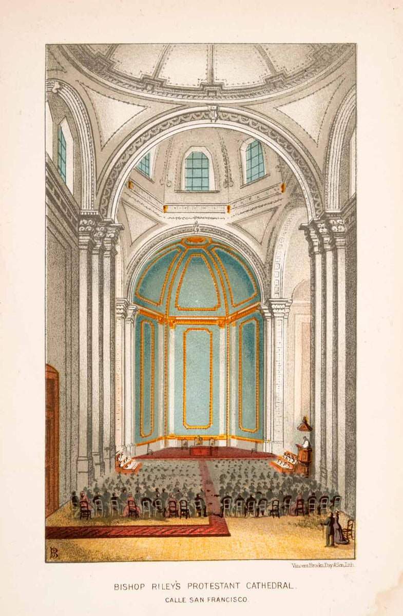 1883 Chromolithograph Bishop Riley Protestant Cathedral Thomas XGPA4 ...