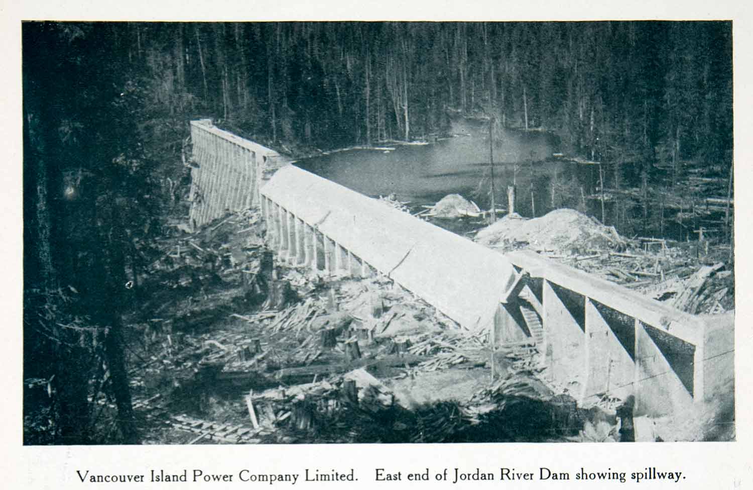 1915 Print Spillway Landscape Jordan River Dam Vancouver Island Britis ...