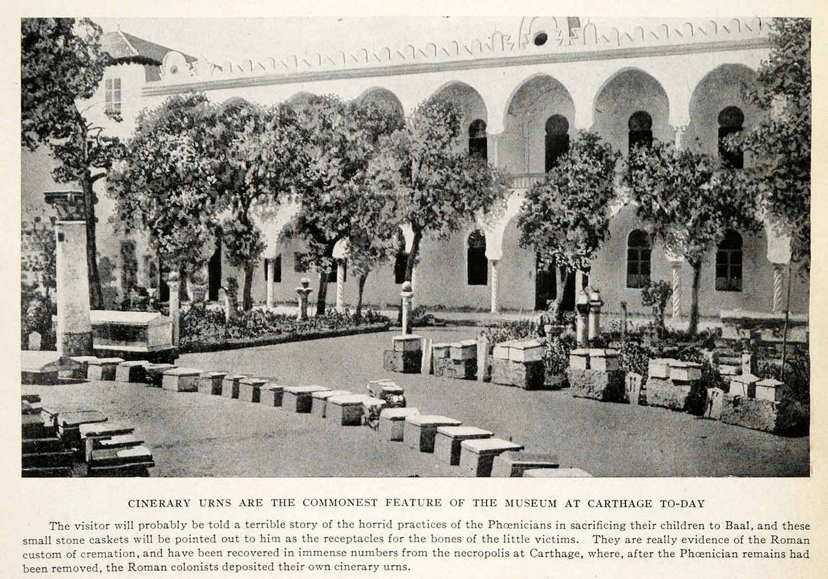 1923 Print Carthage Museum Sacrifice Phoenician Baal Roman Cremation X ...