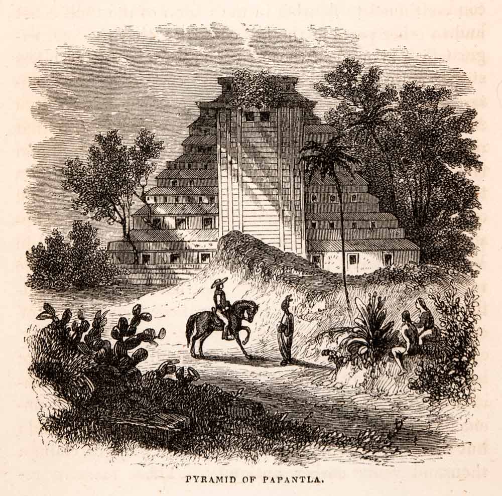 1856 Wood Engraving Ancient Pyramid Papantla Mexico Archaeology XGQA7 ...