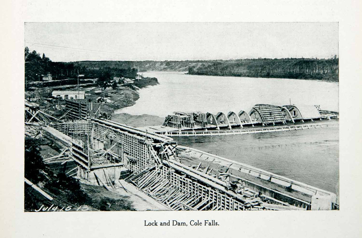 1915 Print Canada LaColle Falls Hydroelectric Dam Cole Falls North XGQ ...