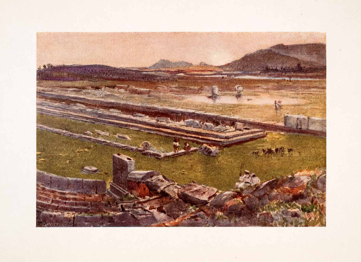 1906 Color Print Megalopolis Arcadia Greece Ruins Remains Fulleylove X ...