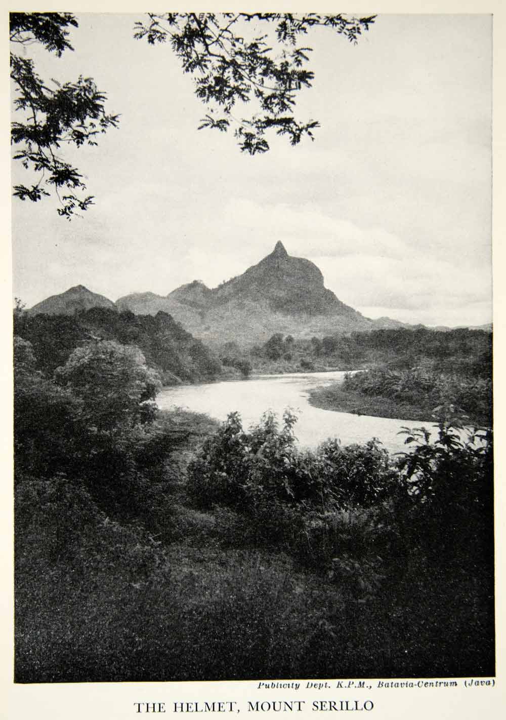 1945 Print Helmet Mount Serillo River Landscape Mountain Hillside Tree ...